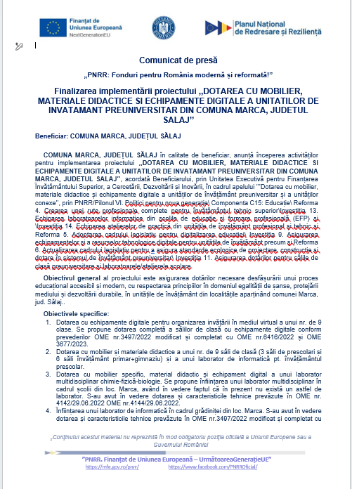 Comunicat de presă „PNRR: Fonduri pentru România modernă și reformată ...